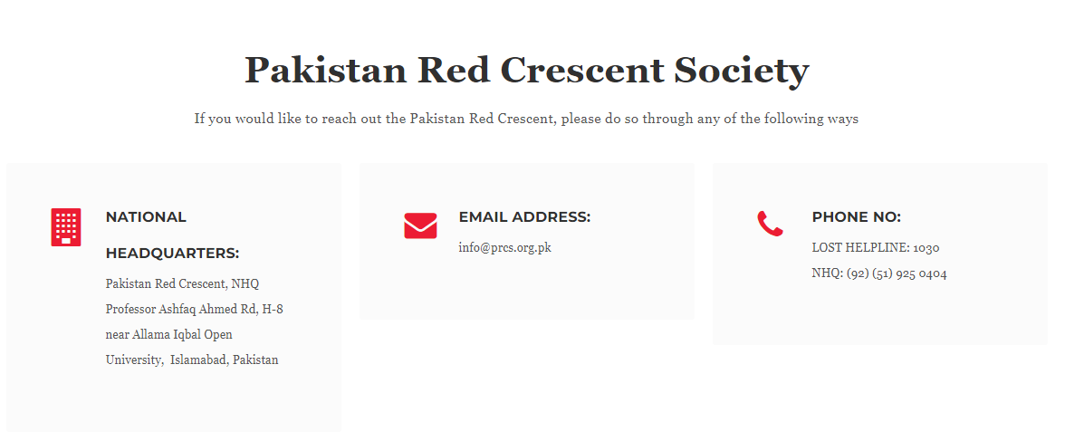 Pakistan Red Crescent Society (Services+Helpline)